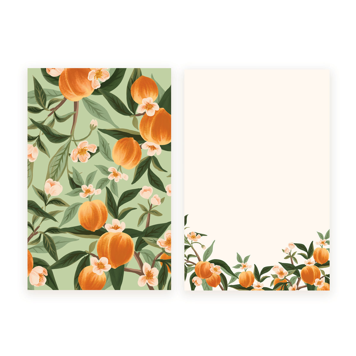 Summer Peach Letter Writing Set – 50 Unlined Foldable Sheets with Matc ...